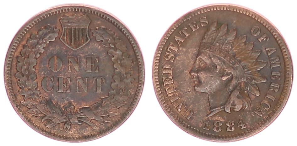 1 Cent - one cent USA one Cent 1884 Indian Head VF-EF | MA-Shops