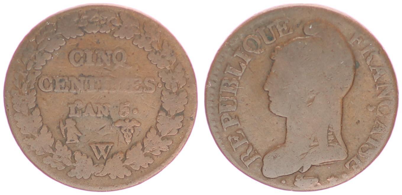 1795-1799 Frankreich 5 Centimes L'An 5. W Directoire (Lille) VF | MA-Shops