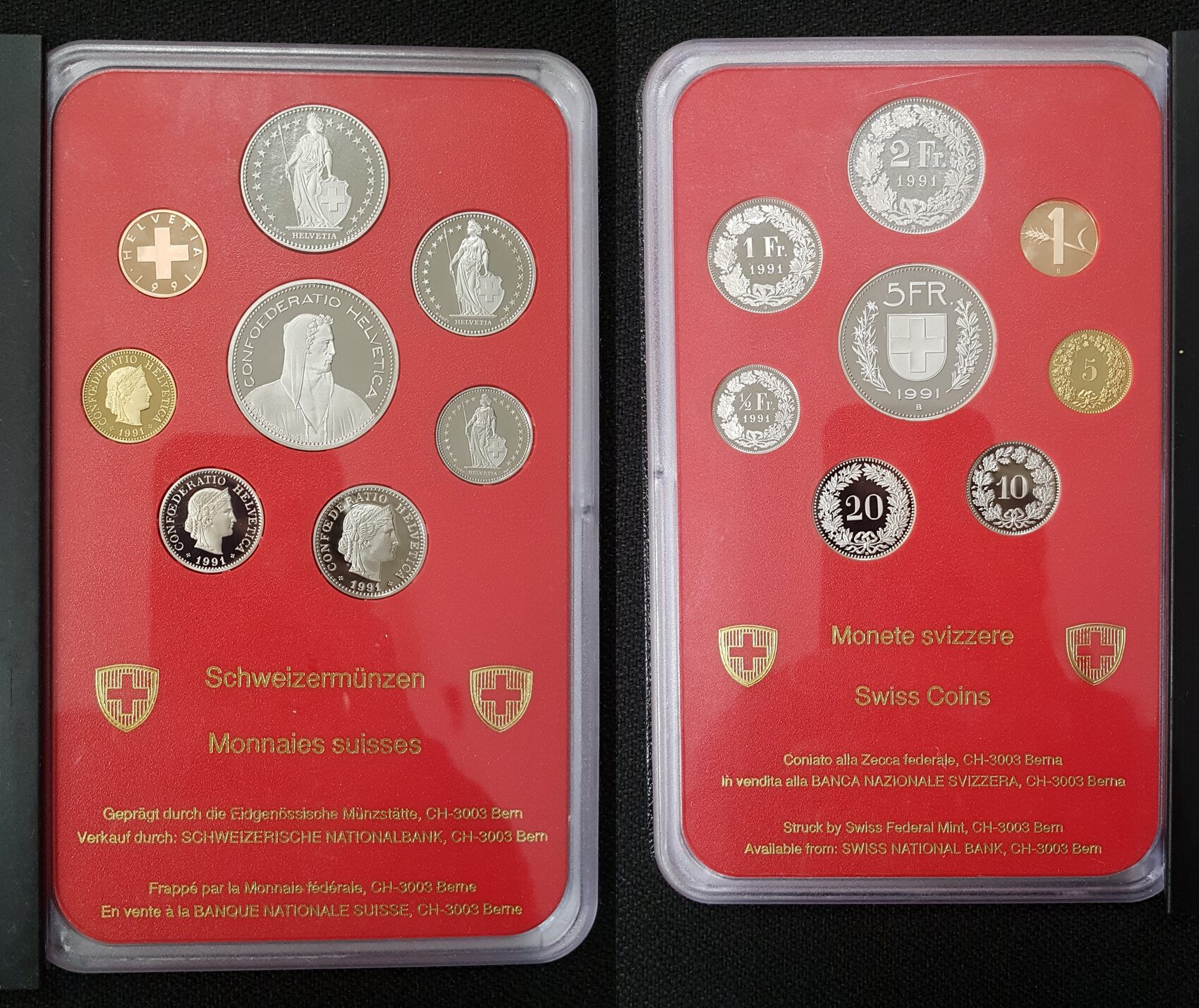 Schweiz KMS 1 Rappen - 5 Franken Kursmünzsatz 1991 B seltenes Jahr ...