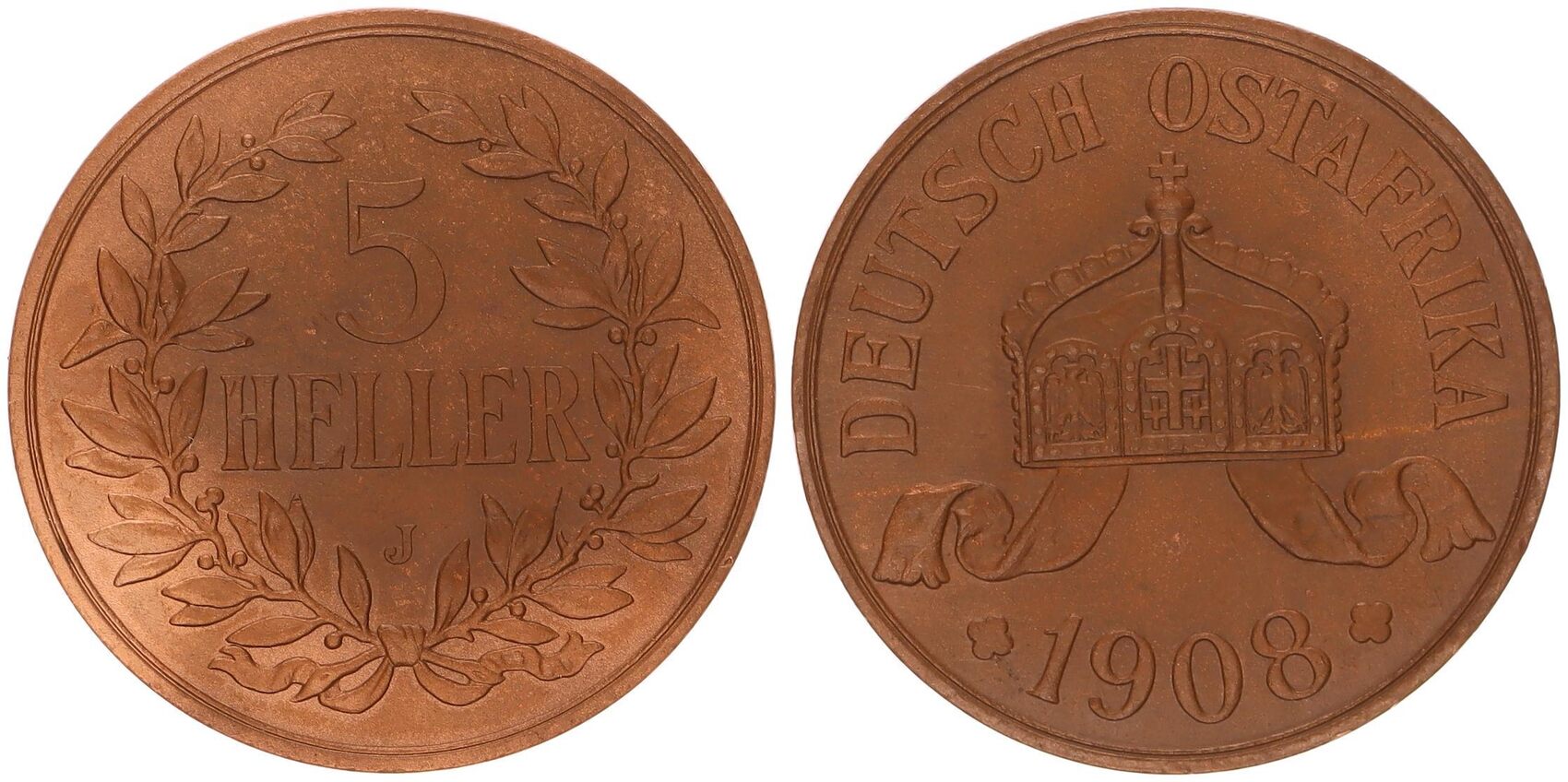 Kolonien Deutsch-Ostafrika DOA Deutsch Ostafrika 5 Heller 1908 J EF | MA-Shops