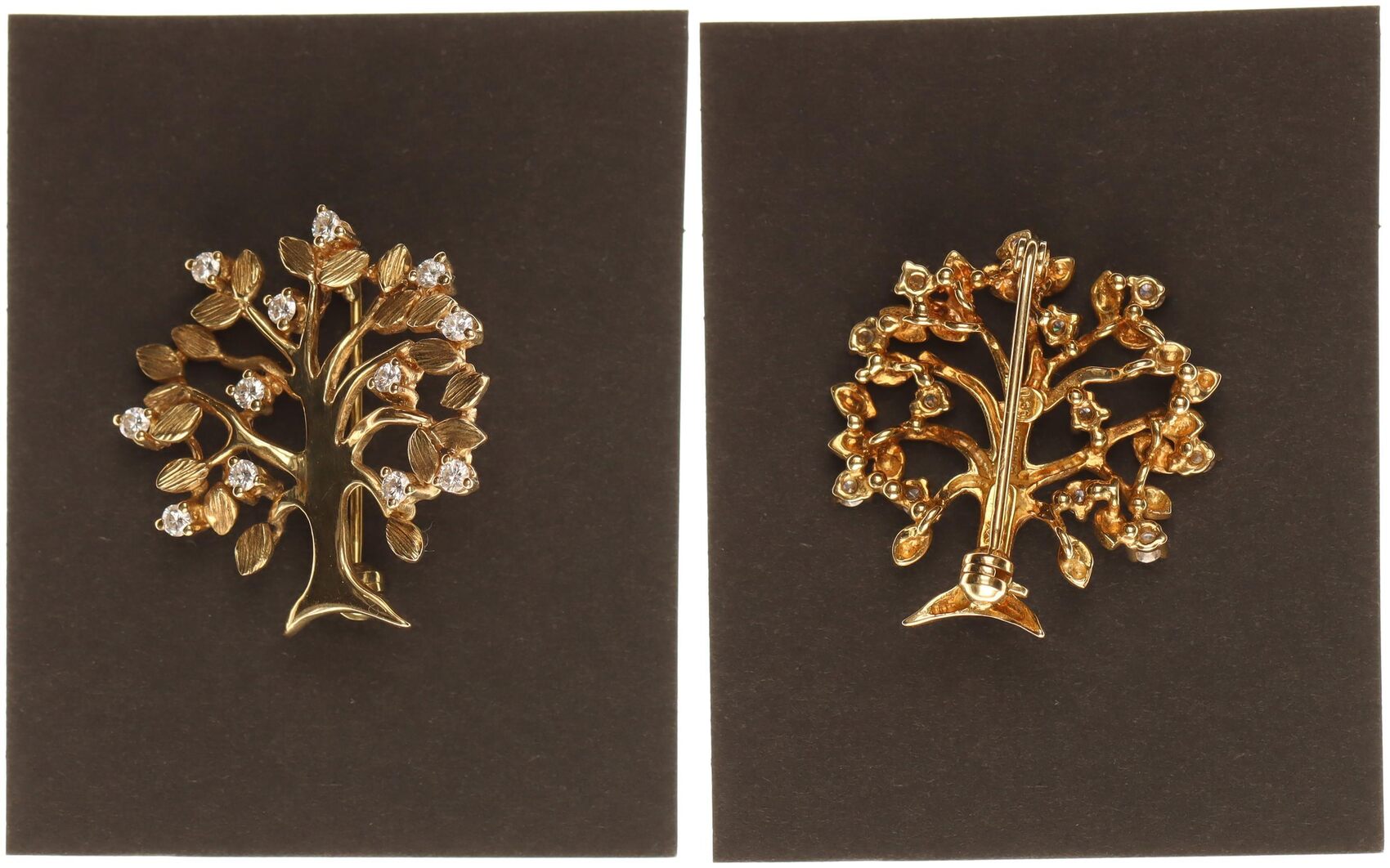 Brosche mit Diamanten(jeweils 0,025Karat), 585 Gold, 2,8cm | MA-Shops