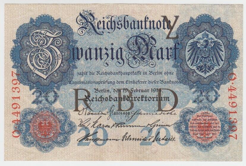Deutschland 20 Reichsmark Reichsbanknote 20 Reichsmark Banknote 19 ...