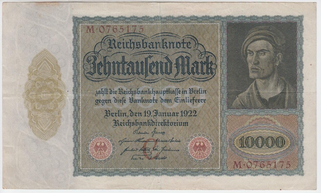 Deutschland 10000 Reichsmark Reichsbanknote 10000 Reichsmark Banknote ...