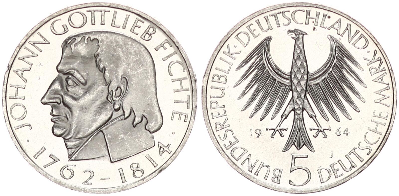 Bundesrepublik Deutschland 1964 J 5 Mark Johann Gottlieb Fichte ...
