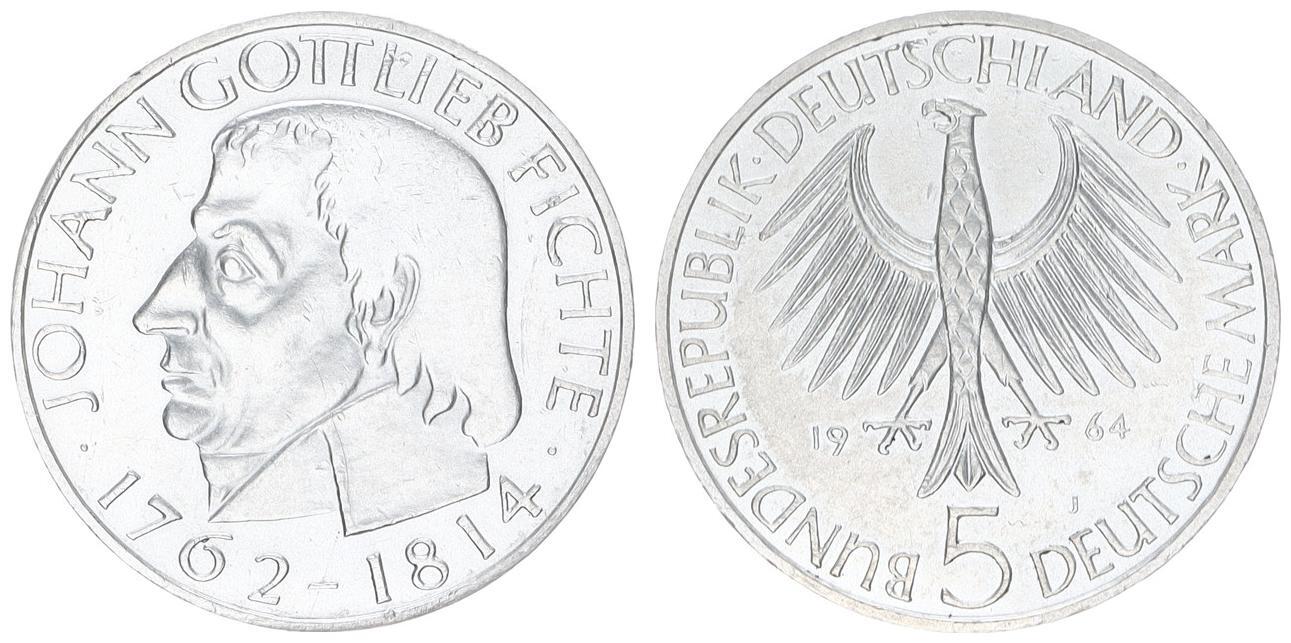 Bundesrepublik Deutschland 1964 J 5 Mark Johann Gottlieb Fichte - 1964 ...