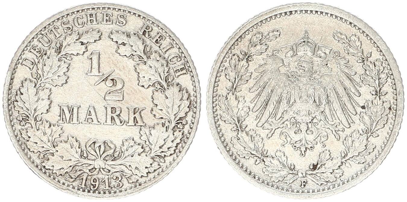 1/2 Mark Silber - 1913 F Deutsches Kaiserreich ss-vz VF-EF | MA-Shops