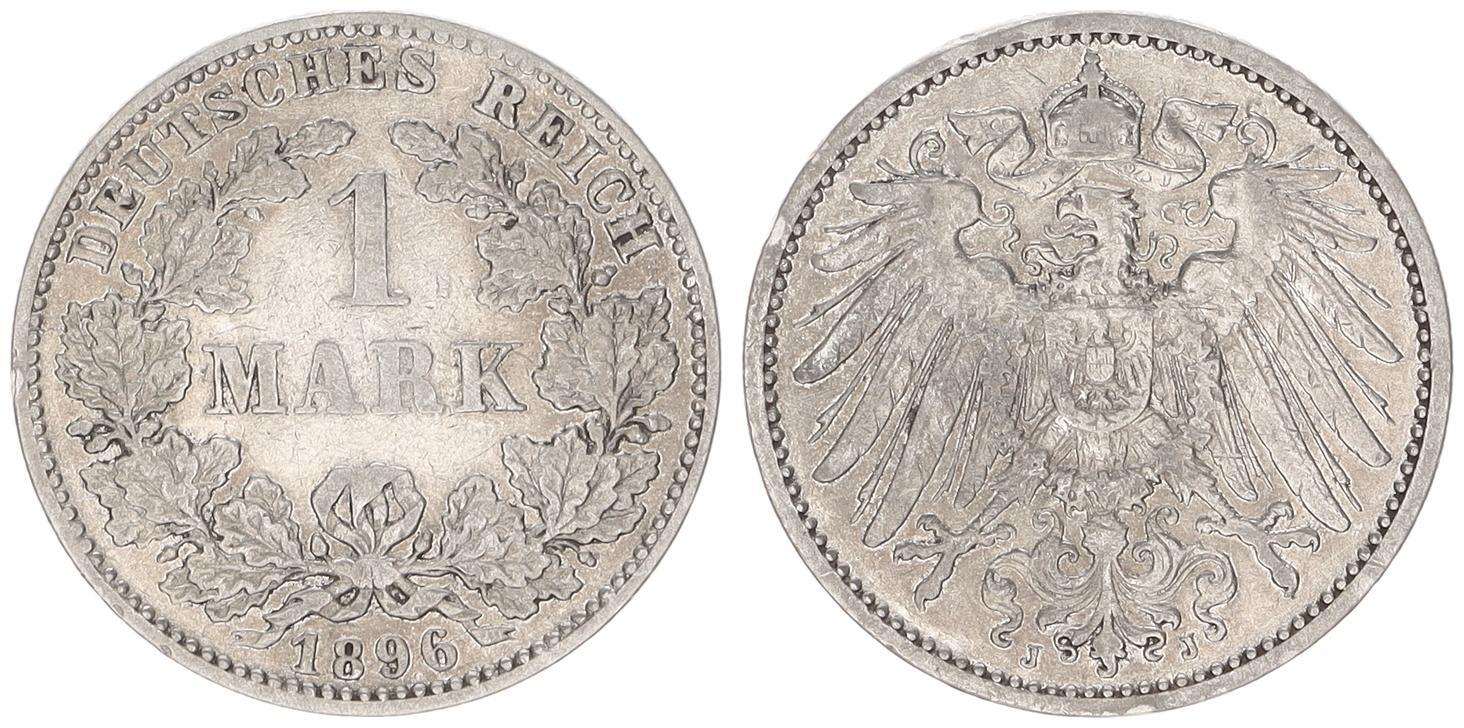Deutsches Kaiserreich Kaiserreich 1 Mark 1896 J VF- | MA-Shops