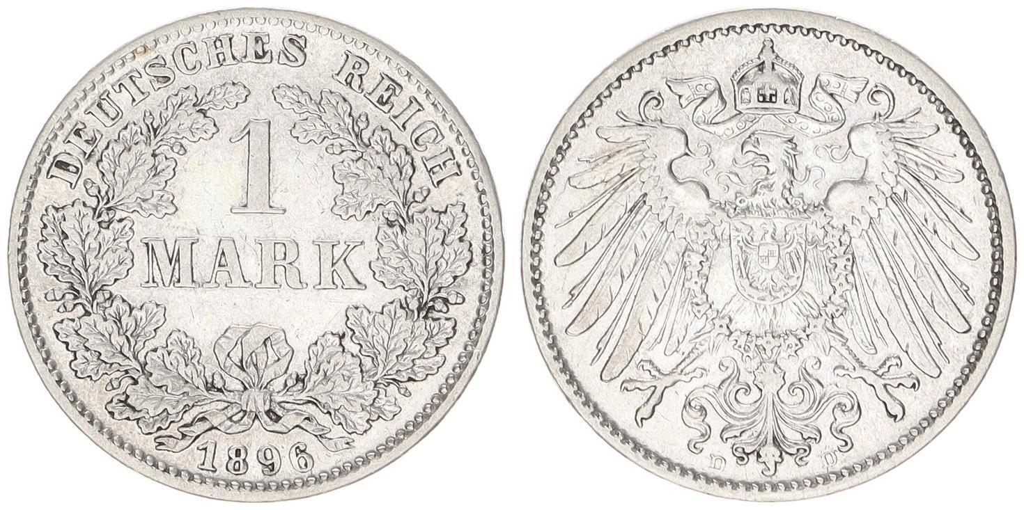 Deutsches Kaiserreich Kaiserreich 1 Mark 1896 D VF-EF | MA-Shops
