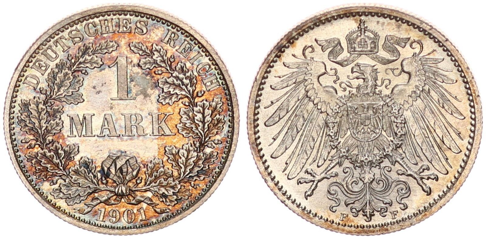 1 Mark 1901 F 1 Reichsmark großer Adler J.17 Deutsches Kaiserreich CH ...