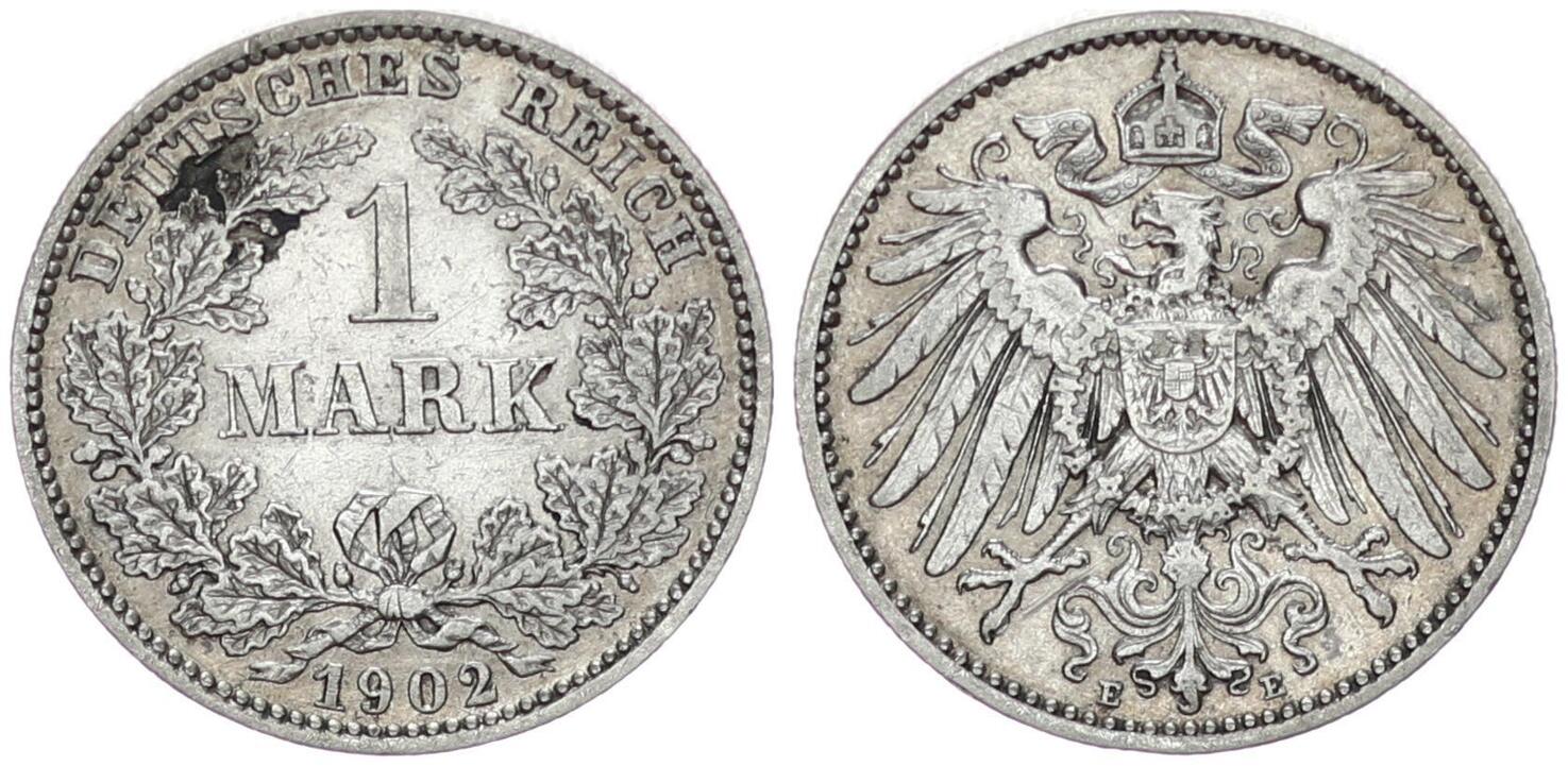 Deutsches Kaiserreich 1902 E Kaiserreich 1 Mark Kursmünze J.17 ...