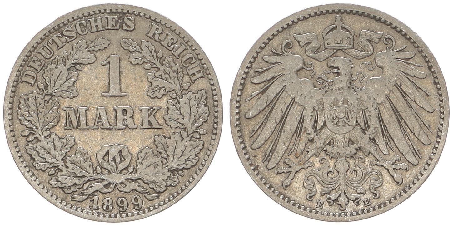 Deutsches Kaiserreich 1899 E Kaiserreich 1 Mark Kursmünze J.17 VF | MA ...