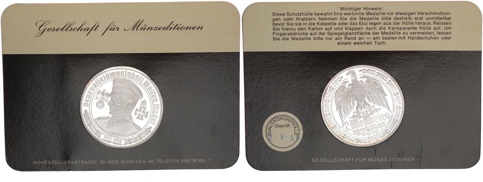 Deutschland / 2.Weltkrieg MEDAILLE ca 1970 2.WK Generalfeldmarschall ...