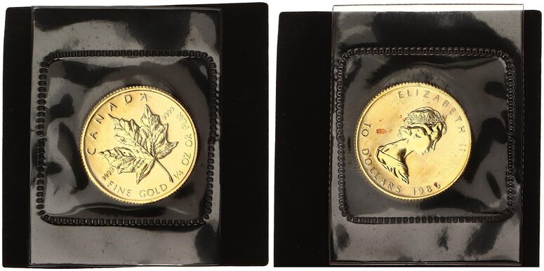 Kanada 10 Dollars Gold 1986 1/4 Unze Maple Leaf BU,original verschweißt ...