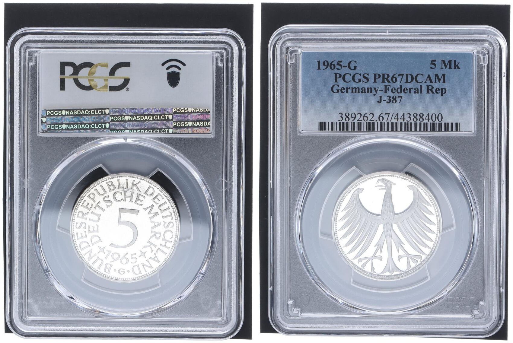 Germany-Federal Rep 5 Mark 1965-G 5 DM Silber Kursmünze 1965 G PCGS ...