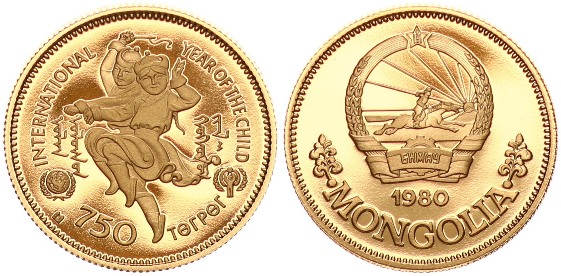 750 Tugrug Mongolei 750 Tugrik 1980 - Internationales Jahr des Kindes ...