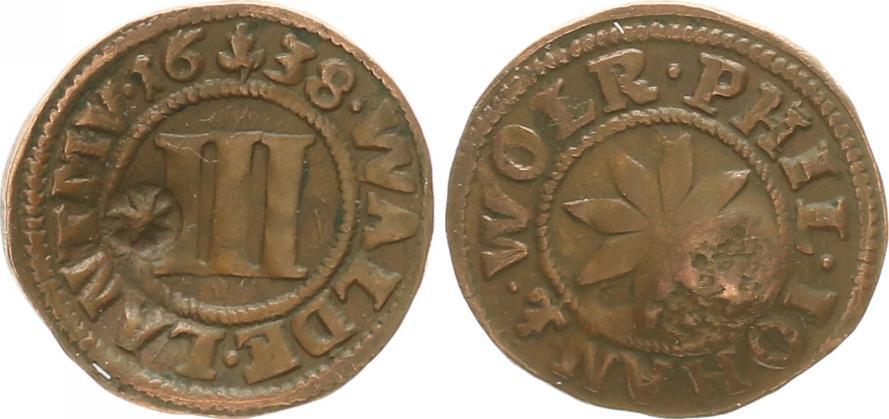 Altdeutschland / Waldeck Waldeck 3 Pfennig 1638 VF-EF | MA-Shops