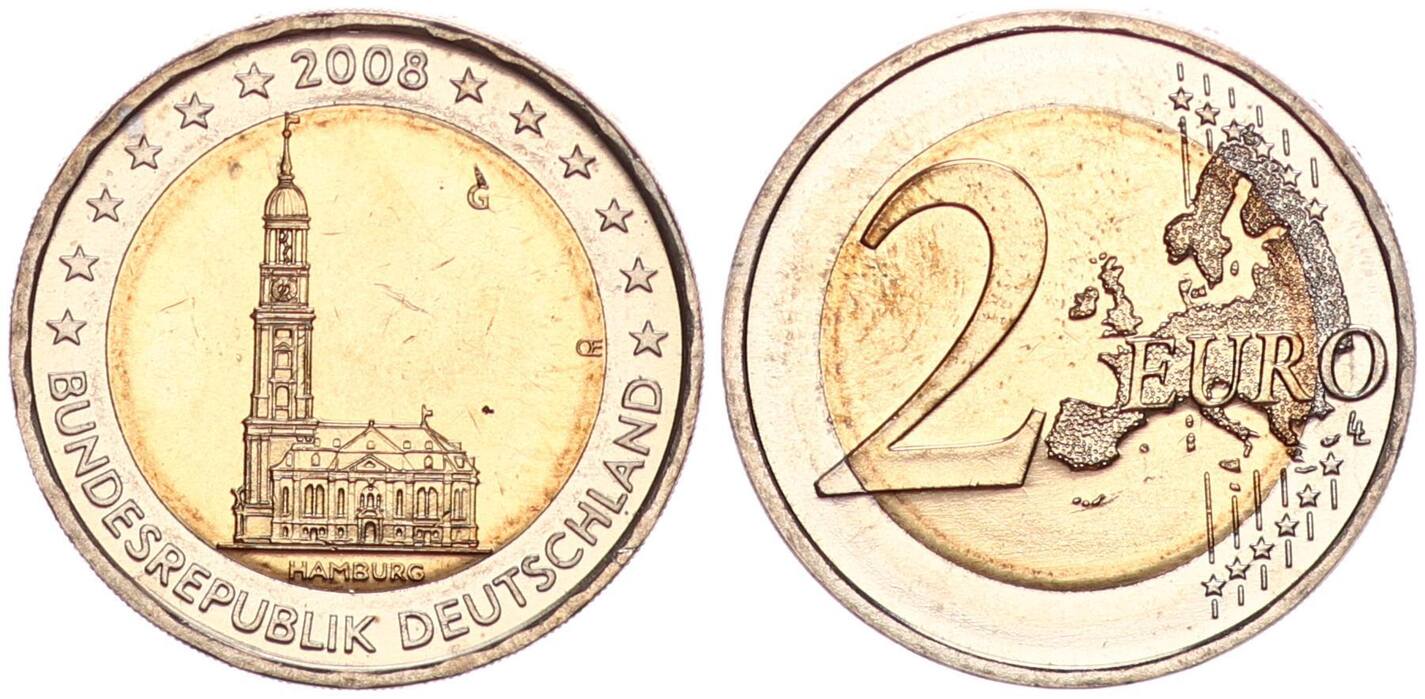Deutschland - BRD - Hamburg 2 Euro Fehlprägung 2 € 2008 G - Fehlprägung ...