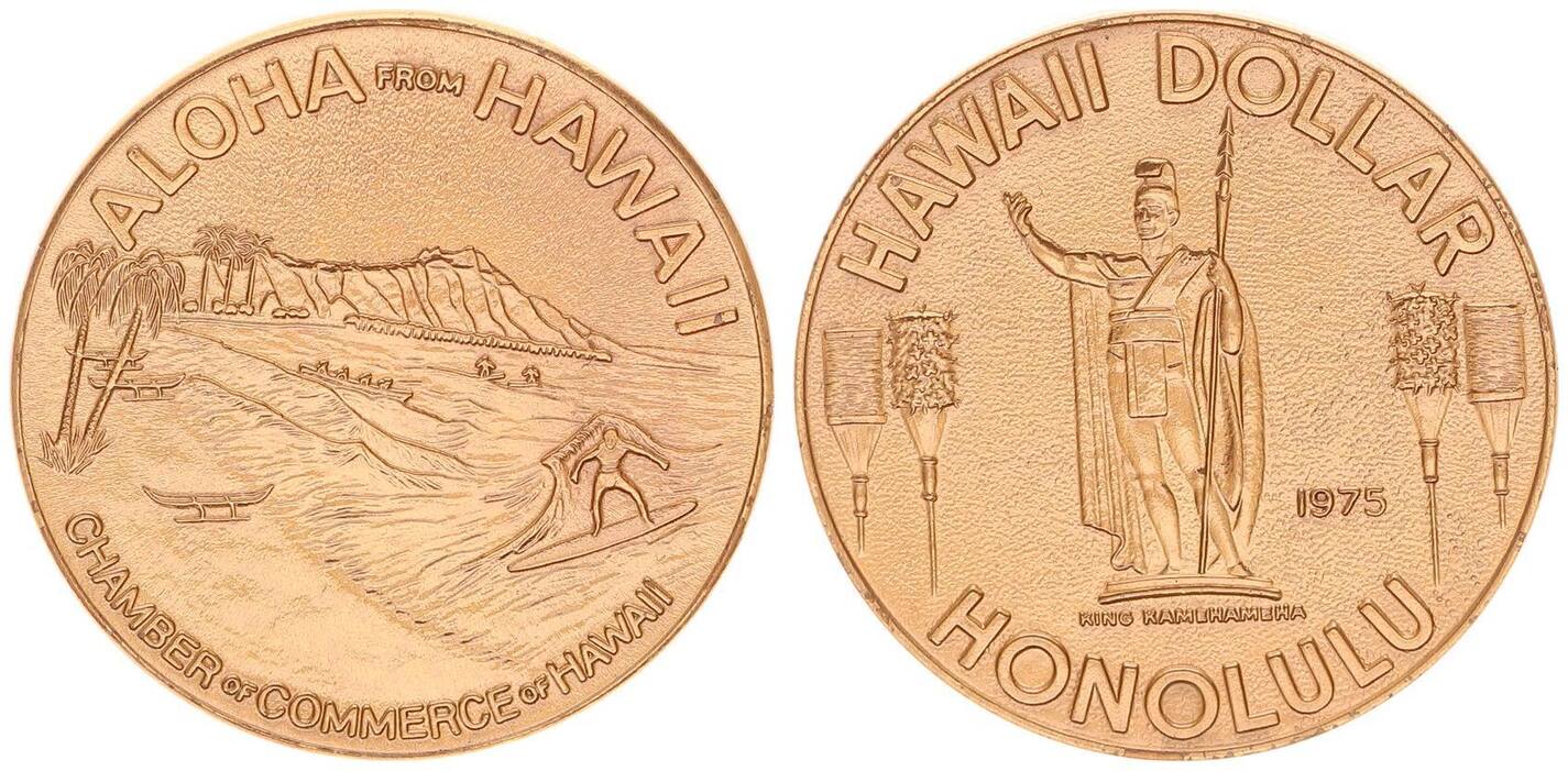 USA-Hawaii Hawaii Dollar 1975 Chamber of Commerce UNC,mattiert | MA-Shops
