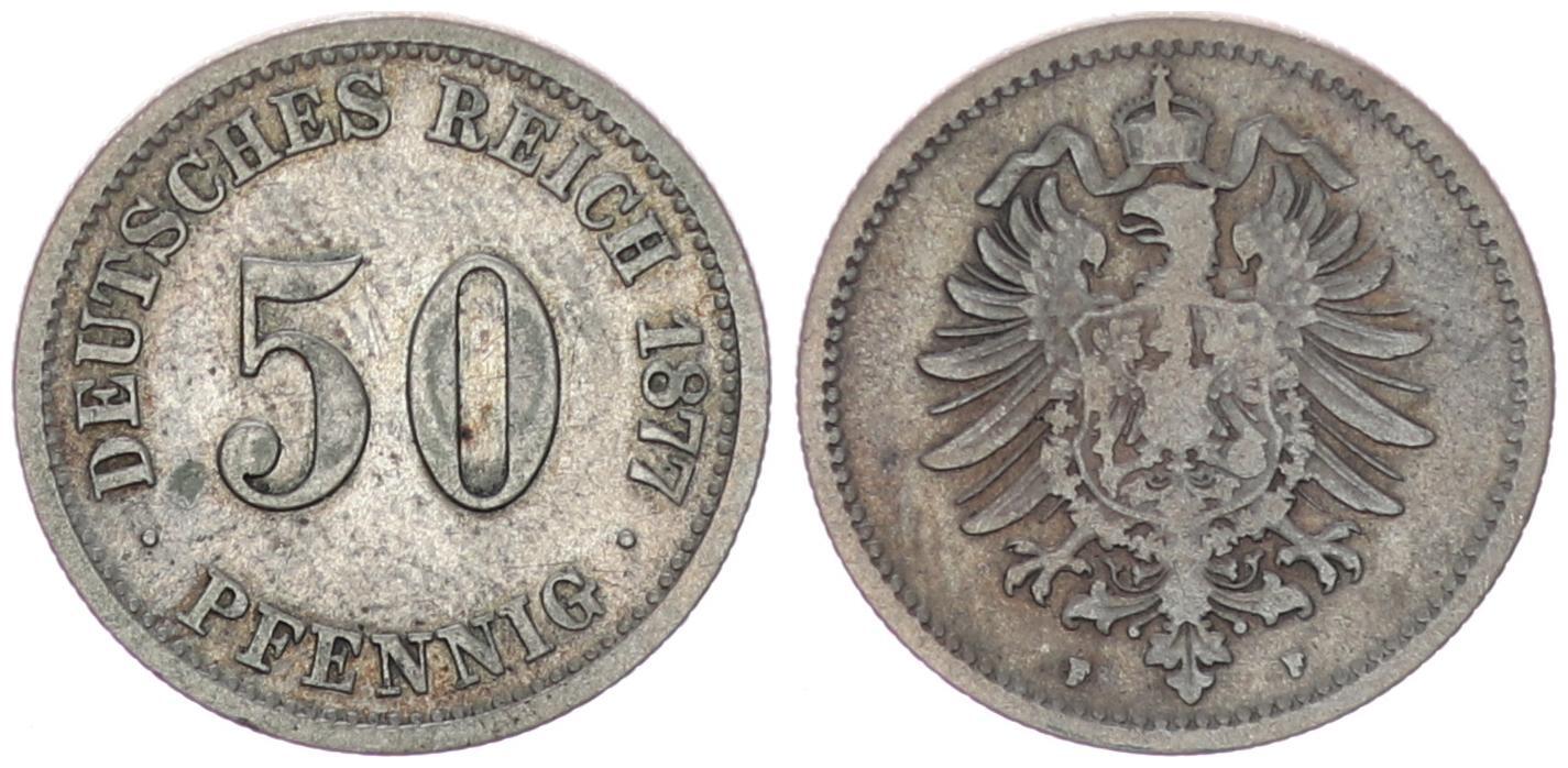 Deutsches Kaiserreich 50 Pfennig Kaiserreich 1877 F VF | MA-Shops