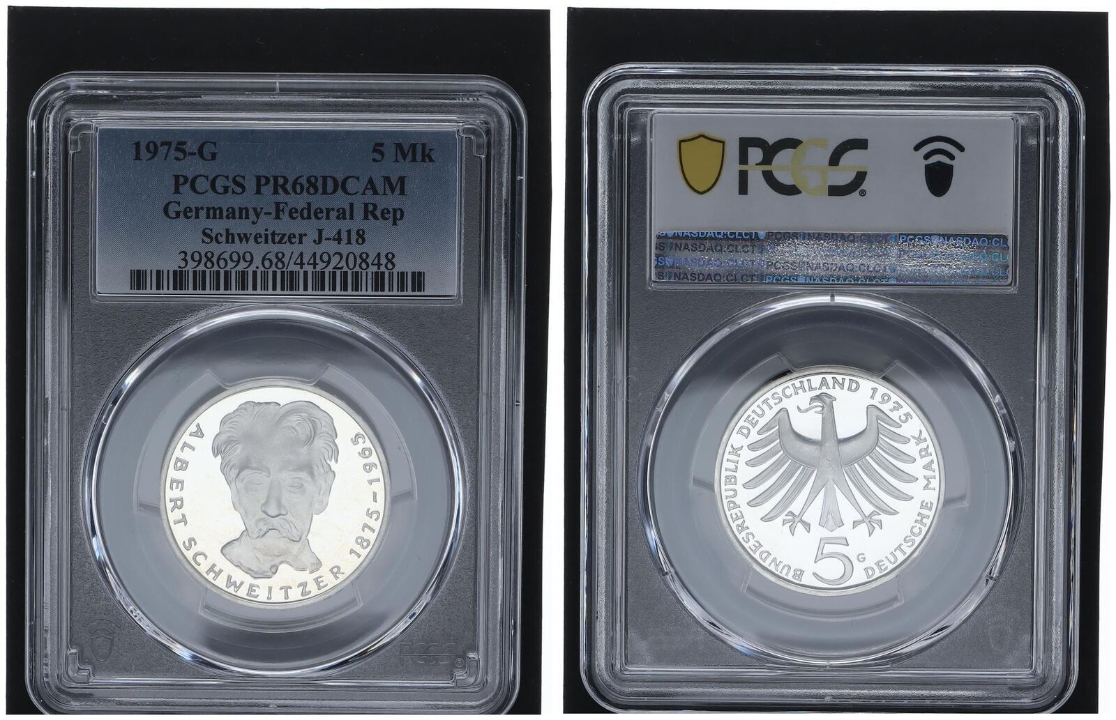 Germany-Federal Rep 5 Mark 1975-G 5 DM 1975 Albert Schweitzer Polierte ...