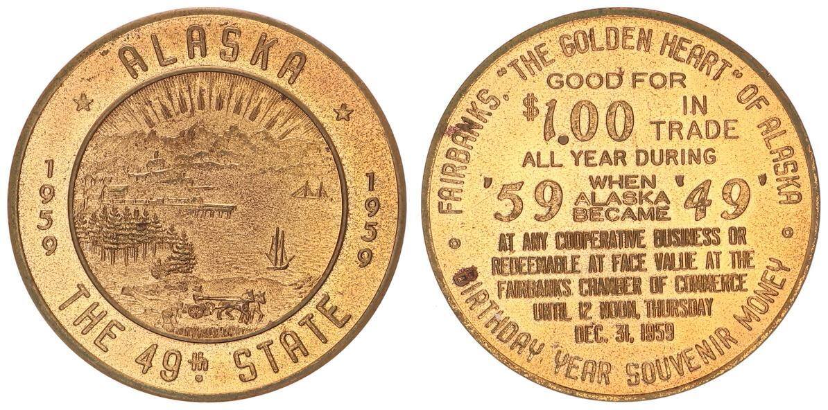 USA-Alaska Alaska Dollar 1959 THE 49th STATE UNC | MA-Shops