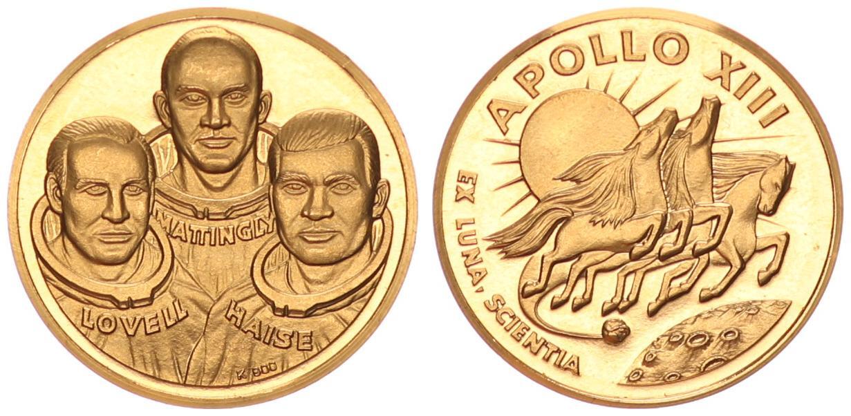 USA - Mondmission Medaille Gold 900er ohne Goldmedaille - Lovell ...