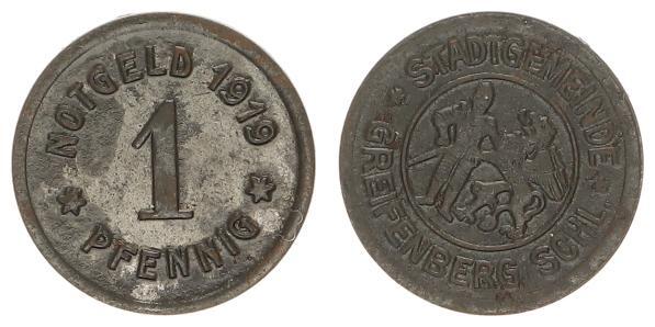 Greifenberg, Schlesien, Gryfów Śląski Notgeld: 1 Pfennig Probe ...