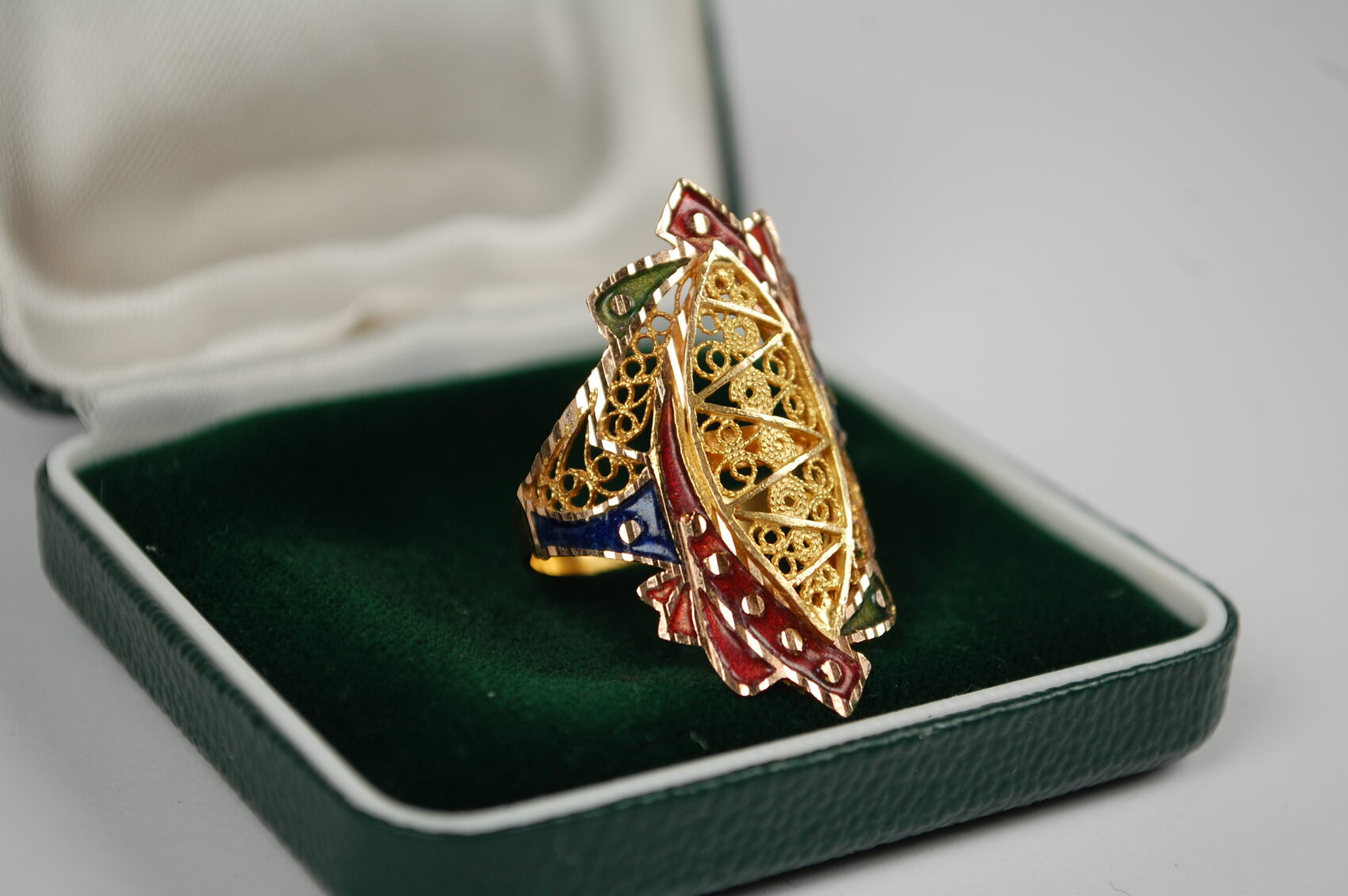 Ring bunt emailliert, 585 Gold, 4,62g, Ringgröße 60 | MA-Shops