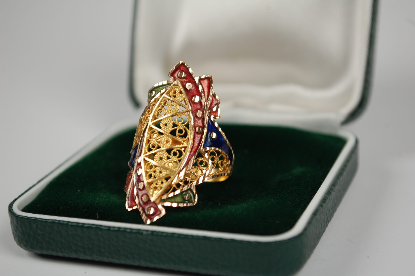 Ring bunt emailliert, 585 Gold, 4,62g, Ringgröße 60 | MA-Shops