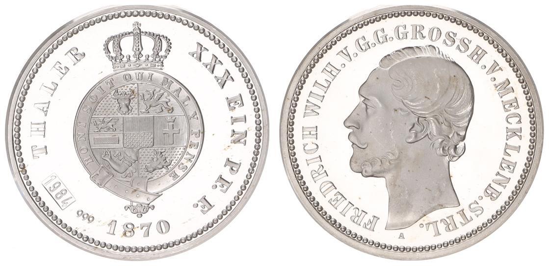 1 Taler Nachprägung 1870/1984 Nachprägung Mecklenburg-Strelitz 1 Taler ...