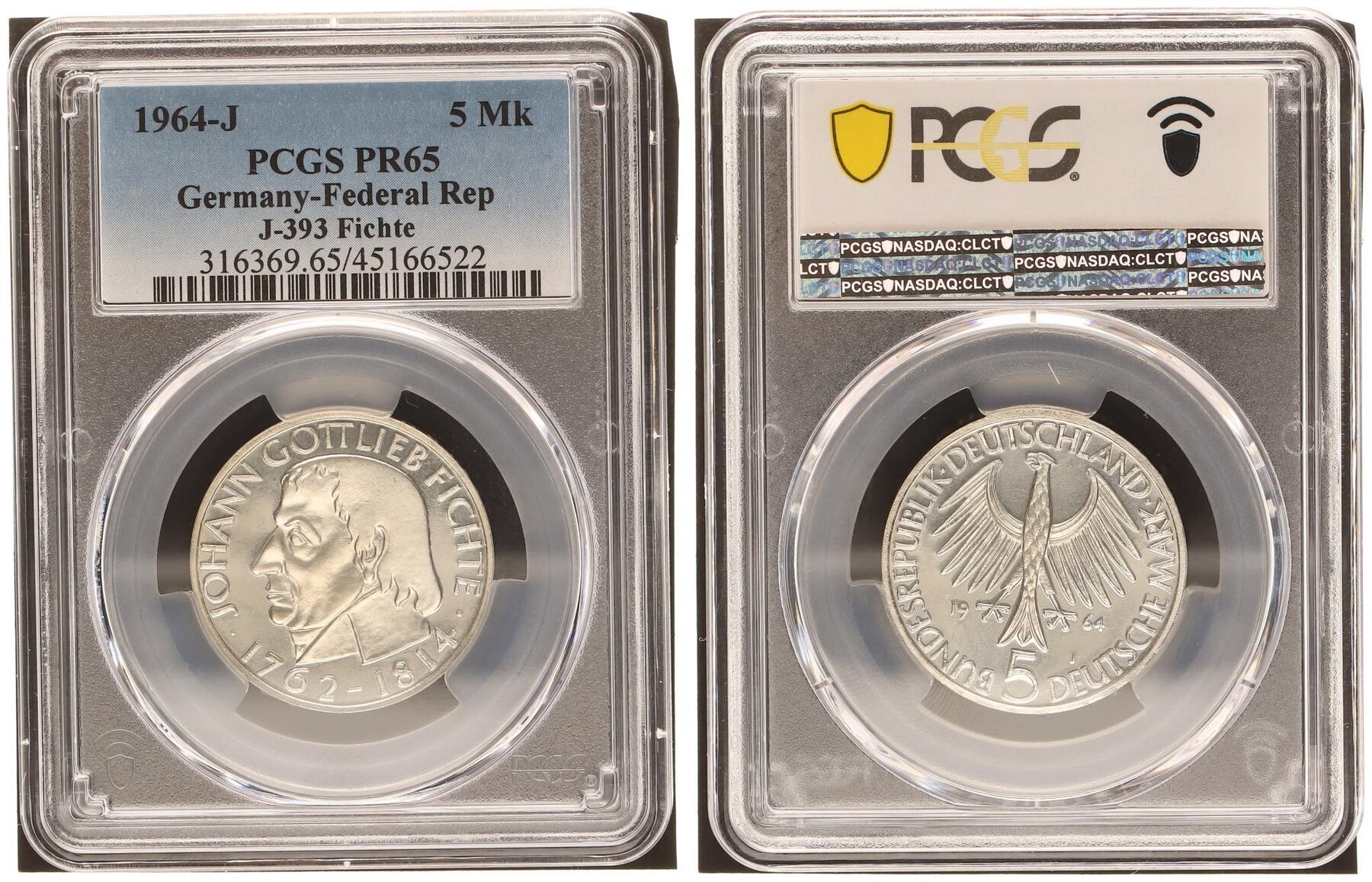 Germany-Federal Rep 1964-J 5 Mark Johann Gottlieb Fichte 1964 ...