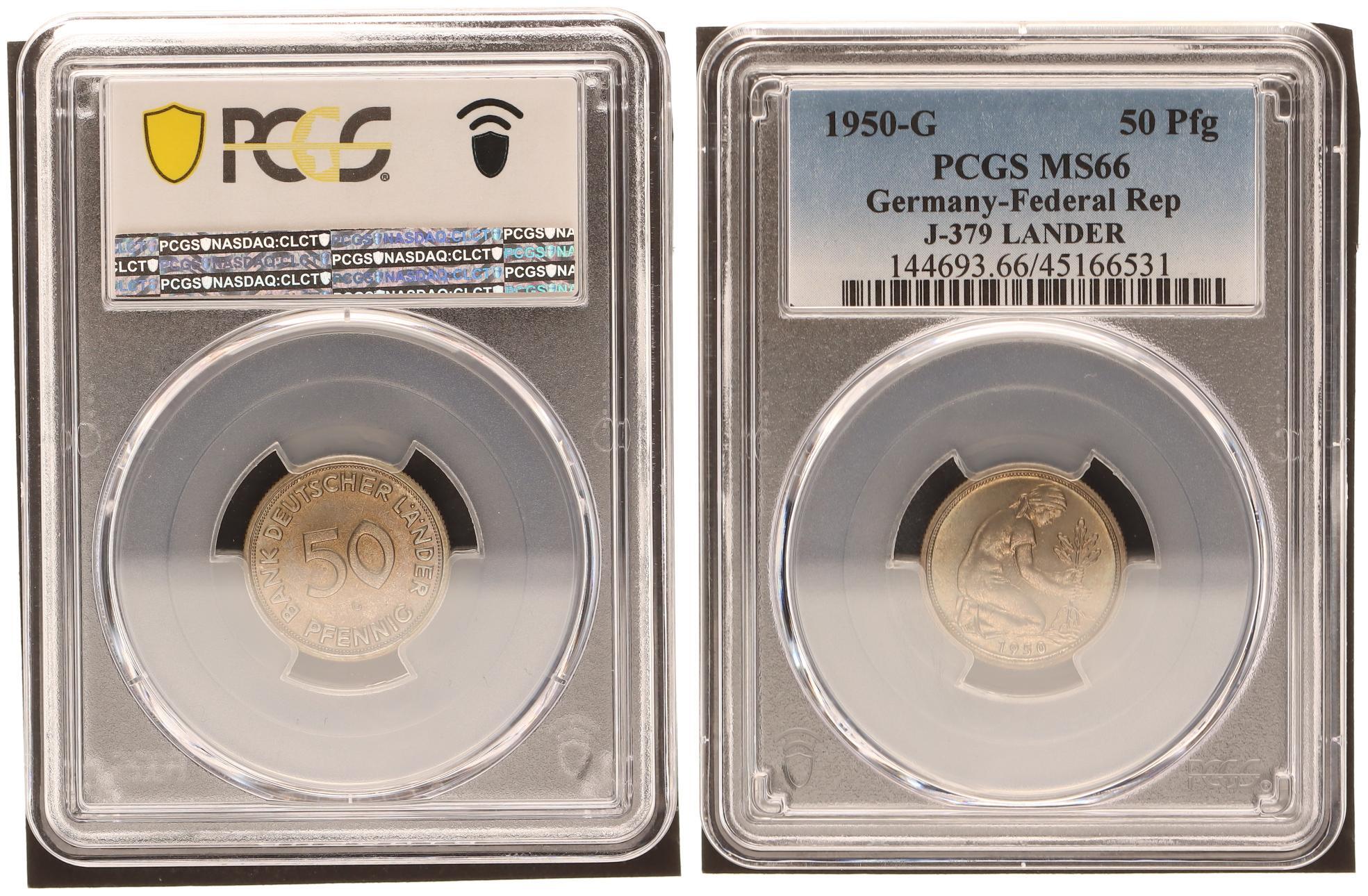 Germany-Federal Rep 1950-G 50 Pfennig Bank Deutscher Länder 1950G irrtümlich geprägt Erhaltung ...