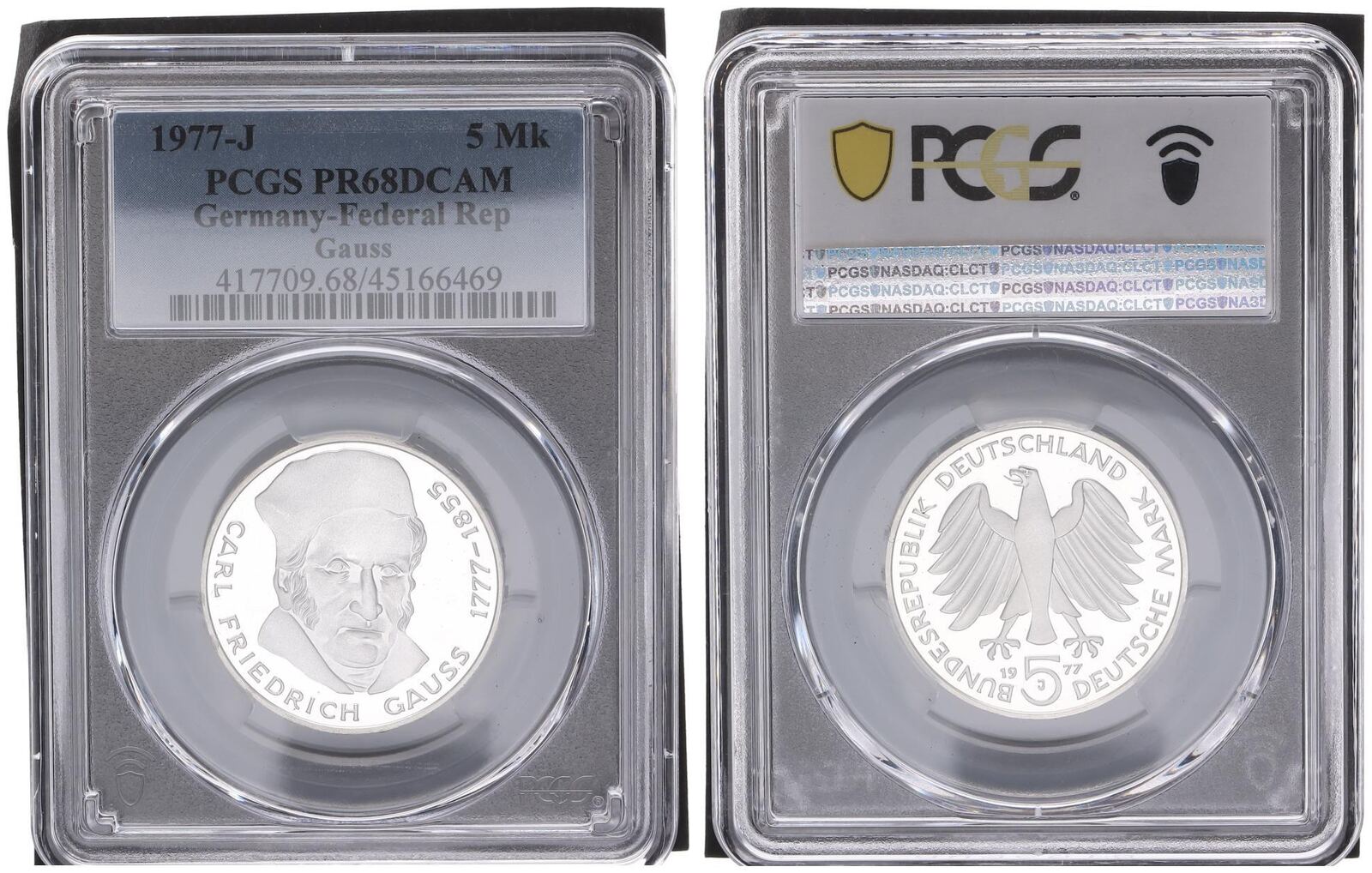 Germany-Federal Rep 5 Mark 1977-J 5 DM 1977 Carl Friedrich Gauss ...