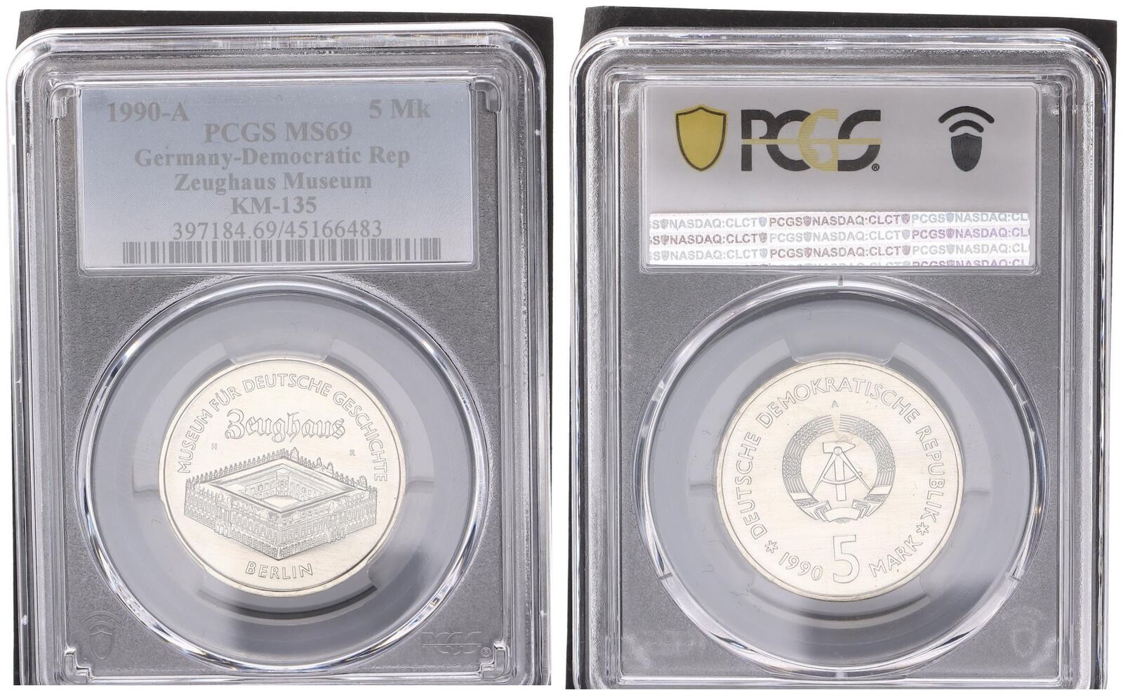 Germany-Democratic Rep 1990-A DDR 5 Mark 1990 Prachtexemplar PCGS ...