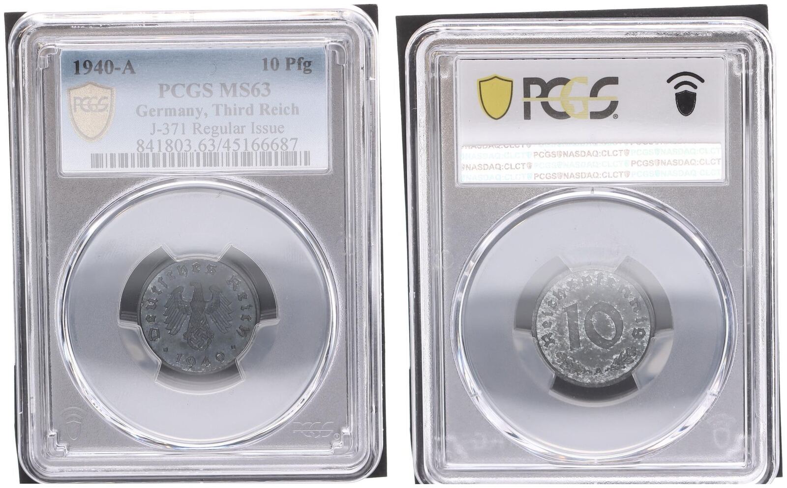Germany, Third Reich 1940-A 10 Pfennig 1940 A J.371 Kursmünze PCGS ...