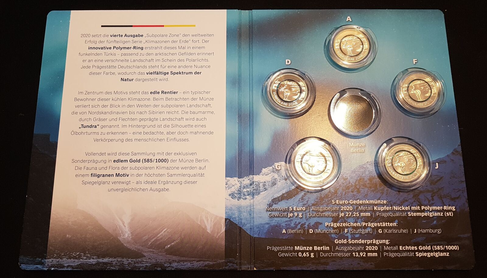 Deutschland 5x5€ 2020 Planet Erde Subpolare Zone Spiegelglanz | MA-Shops