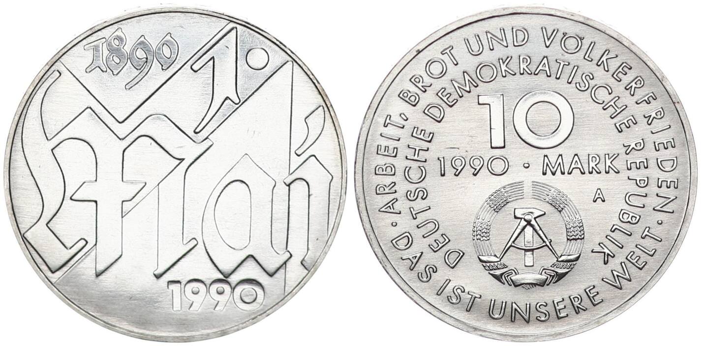 Deutschland - DDR DDR 10 Mark 1990 Tag der Arbeit 1. Mai 100 Jahre CH ...