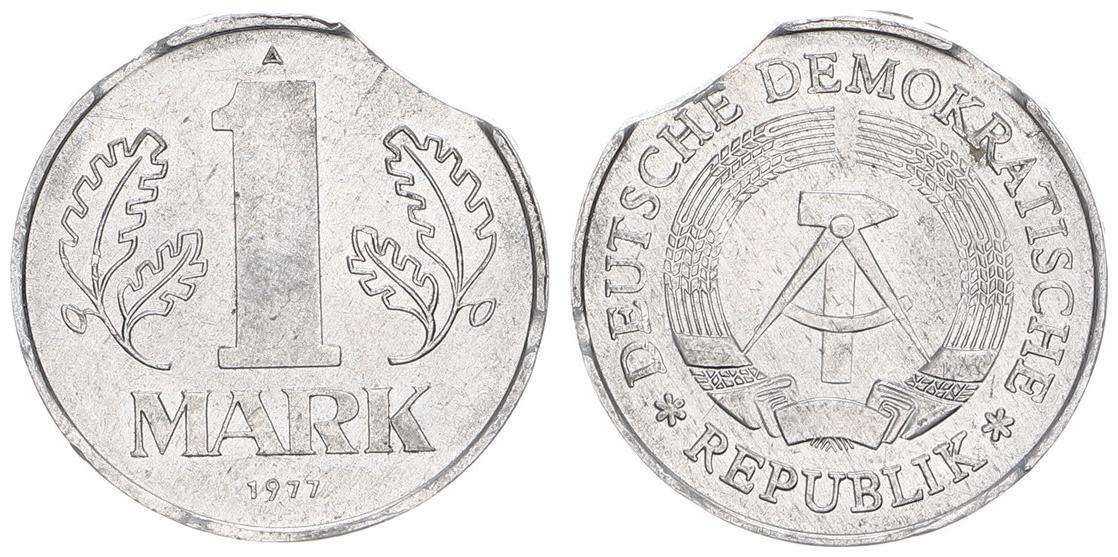 DDR - Deutsche Demokratische Republik 1 Mark Fehlprägung 1977 A DDR 1 ...