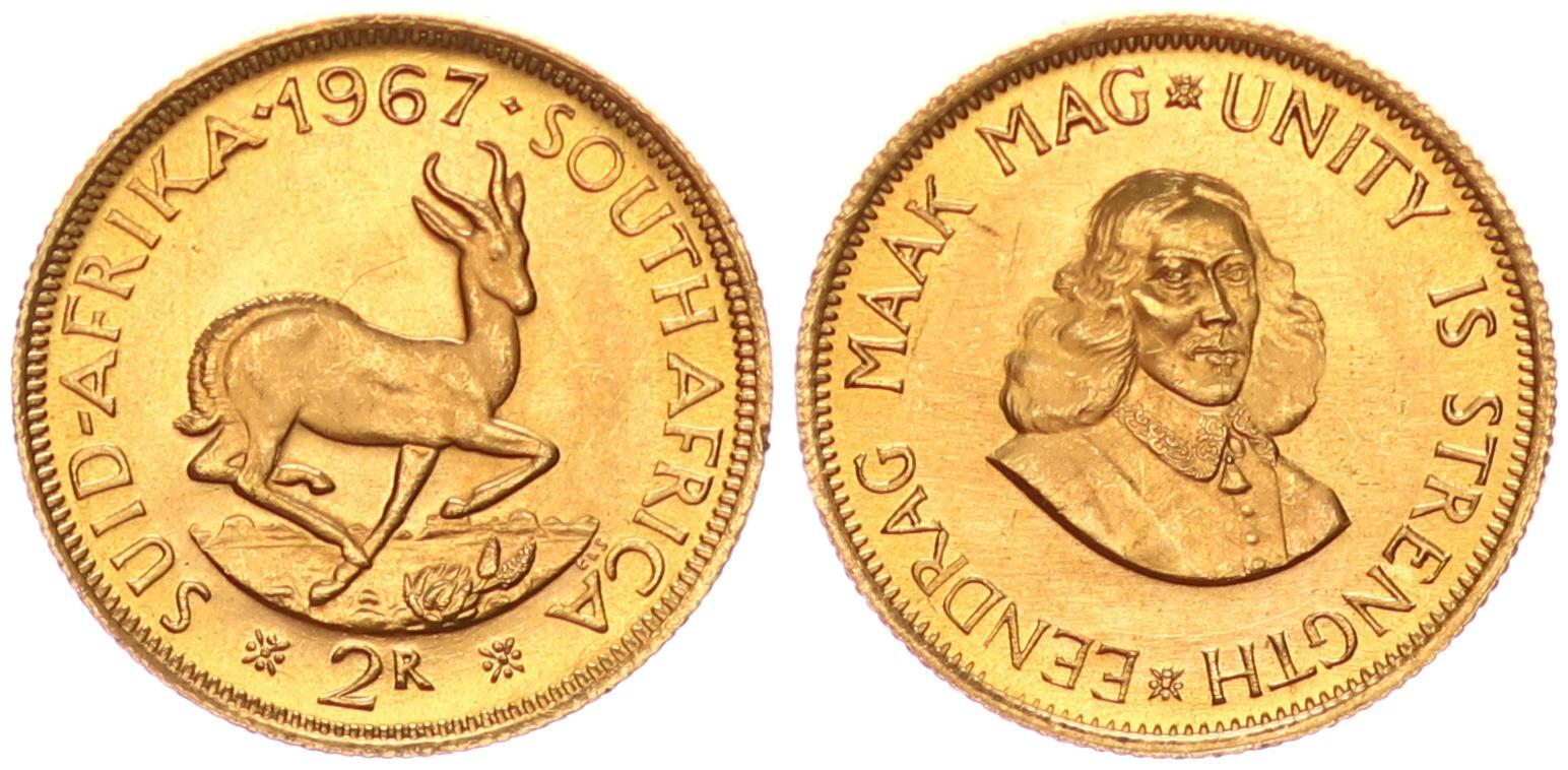 Südafrika 1967 South Africa 2 Rand Springbock - wie Sovereign CH UNC ...