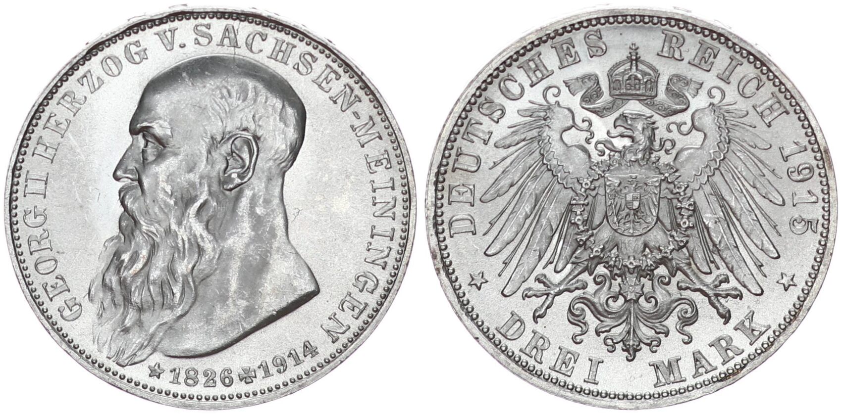 Deutsches Kaiserreich - Sachsen Meiningen Sachsen-Meiningen 3 Mark 1915 Georg II - auf seinen ...