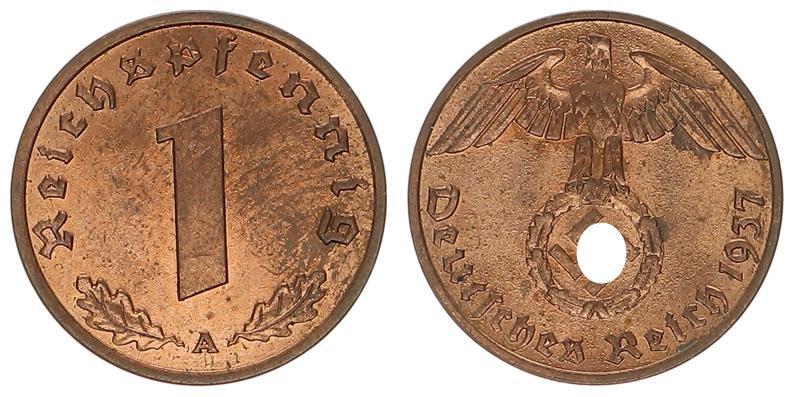 Deutschland / 3.Reich 1 Reichspfennig 1 Pfennig 1937A CH UNC | MA-Shops
