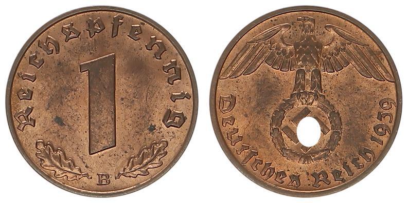 Deutschland / 3.Reich 1 Reichspfennig 1 Pfennig 1939B CH UNC | MA-Shops