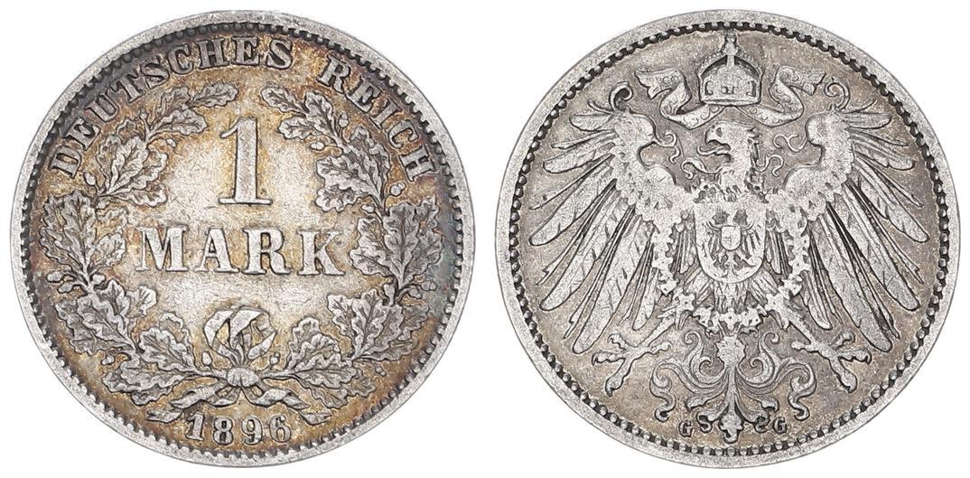 Deutsches Kaiserreich 1896 G mit kleinem G Kaiserreich 1 Mark 1896 G ...