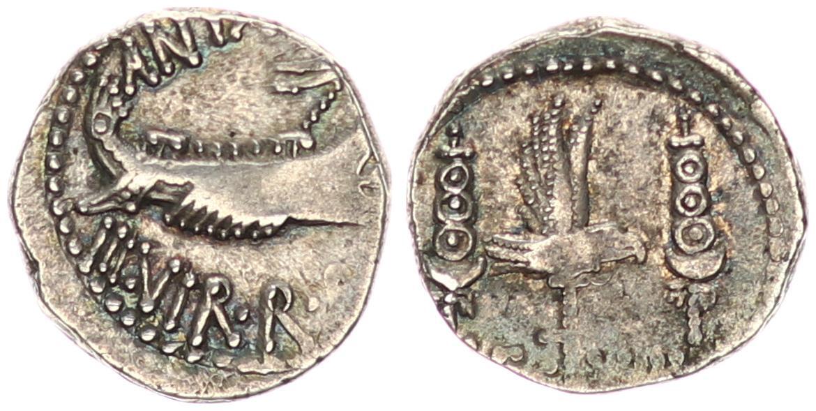 ROMAN IMPERATORIAL -Römische Republik AR Denarius 30 BC römische ...
