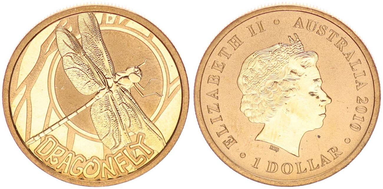 Australien 1 Dollar 2010 Elizabeth II Dragonfly UNC- | MA-Shops