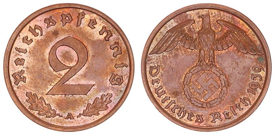 Deutschland / 3.Reich 2 Pfennig 1939 A * UNC- | MA-Shops