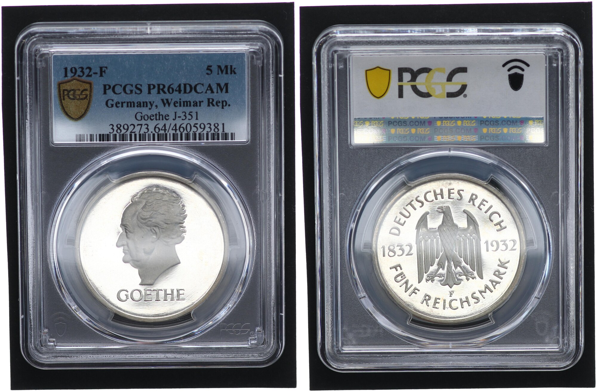 Weimarer Republik - Deutschland Weimar 5 Mark 1932 F - Goethe ...