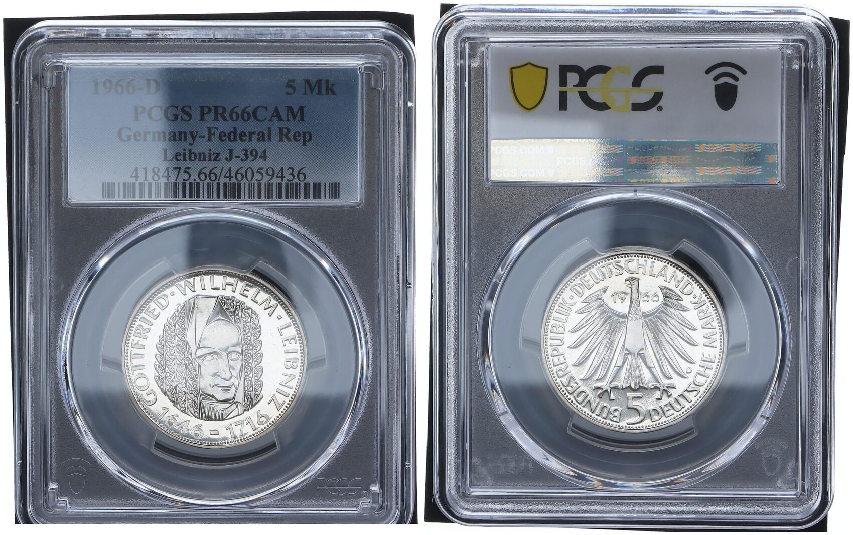 Germany-Federal Rep 1966-D 5 Mark 1966D Leibniz Gedenkmünze PCGS ...