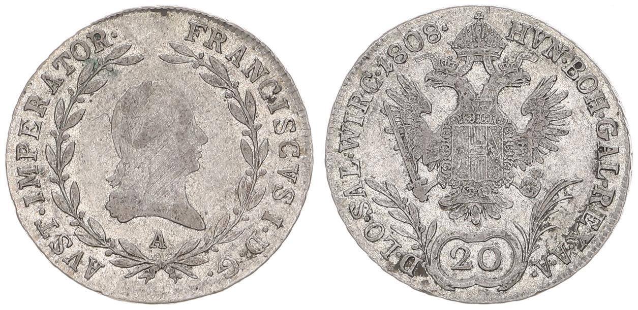 Deutschland / Österreich 20 Kreuzer Franz I 20 Kreuzer 1808 A Franz I VF-EF | MA-Shops