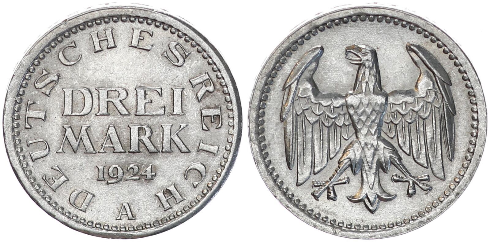 Weimarer Republik - Deutschland Weimar 3 Mark 1924 A (3) UNC- | MA-Shops